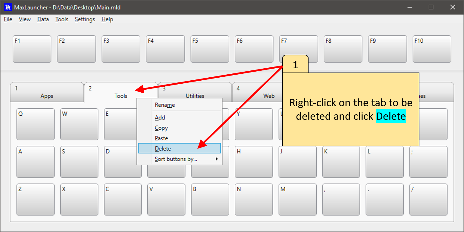 MaxLauncher KB4 How To Delete A Tab