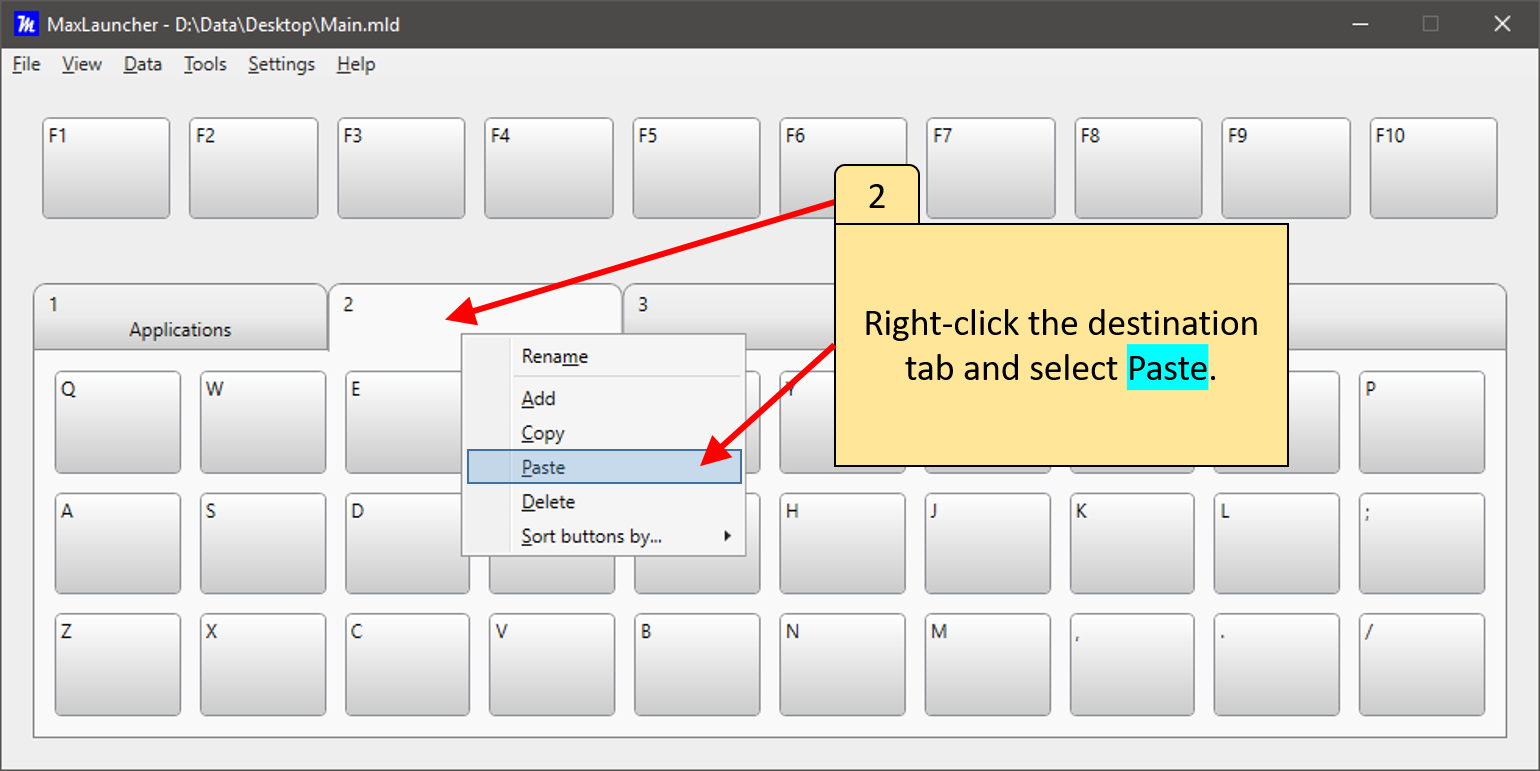 MaxLauncher KB6 How To Copy A Tab